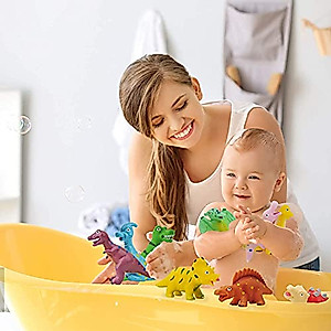 Gizmovine Fun Dinosaur Baby Toy 12 Pack Collection of Colorful Foam Bath Toys - Perfect for Kids & Children's Bath Time Adventures.