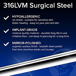 3pc Industrial Barbells 14g Gauge Cartilage Earrings Piercing Jewelry 1 1/2 (38mm) Spikes Pack Set