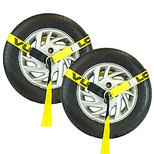 VULCAN Wheel Dolly Tire Harness with Universal O-Ring - Lasso Style - 96 Inch - Classic Yellow - 2 Pack - 3,300 Pound Safe Working Load
