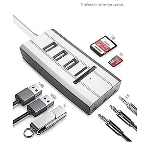 SHYPT Multi-Port Lightweight Docking Station Practical Converter Compact Exterior Sound Card Reader Portable USB Hub