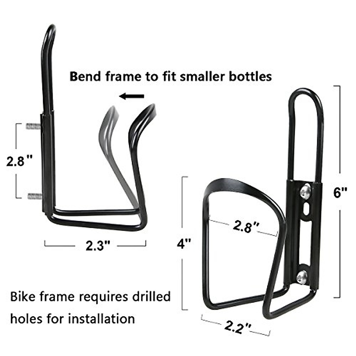 Water Bottle Cage - Lightweight Alloy Aluminum Water Bottle Holder for Bike - 2 Pack Bicycle Water Bottle Holder Brackets – Water Bottle Mount for MTB Bike, Road Bike - Easy to Install