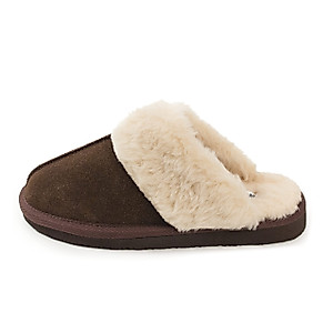 Minnetonka Women's Chesney Suede Scuff Slippers 9 M Chocolate