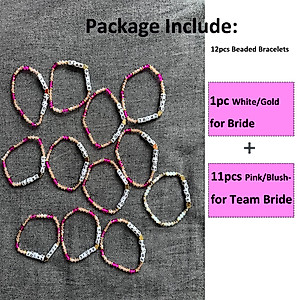 KIWILEPI Bachelorette Party Favors, 12pcs Beaded Bracelets for Team Bride, Cute Gifts for Bride Tribe Bridesmaid Proposal Gift Bridal Shower Favor Beach Wedding Supplies