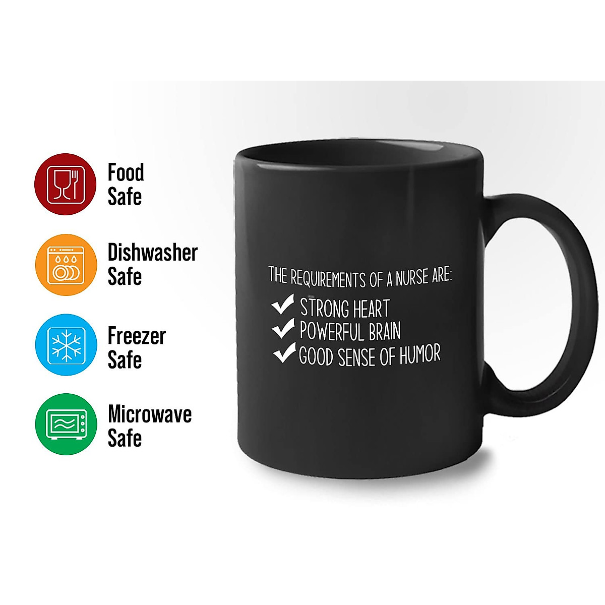 Bubble Hugs Nurse Coffee Mug 11oz Black - The Requirements - Labor Clinical Certified Nursing Assistant Surgical Emergency Oncology Practitioner