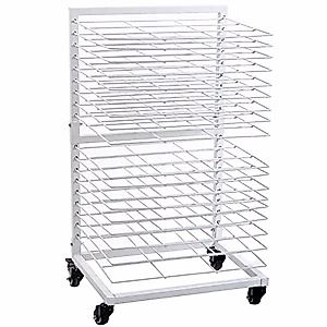 OFFICEROO Art Drying Rack for Classroom - 18 Removable Shelves - Efficient and Organized Drying Rack Art for Students' Masterpieces - Sturdy Paint Drying Rack with Lockable Wheels