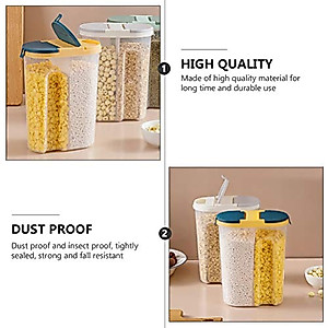 Cabilock Airtight Food Storage Containers Cereal Dispenser Container 2 Compartments Kitchen Food Storage Containers For Cereal Chips Nuts Pasta Rice Snacks Storaging (Blue)