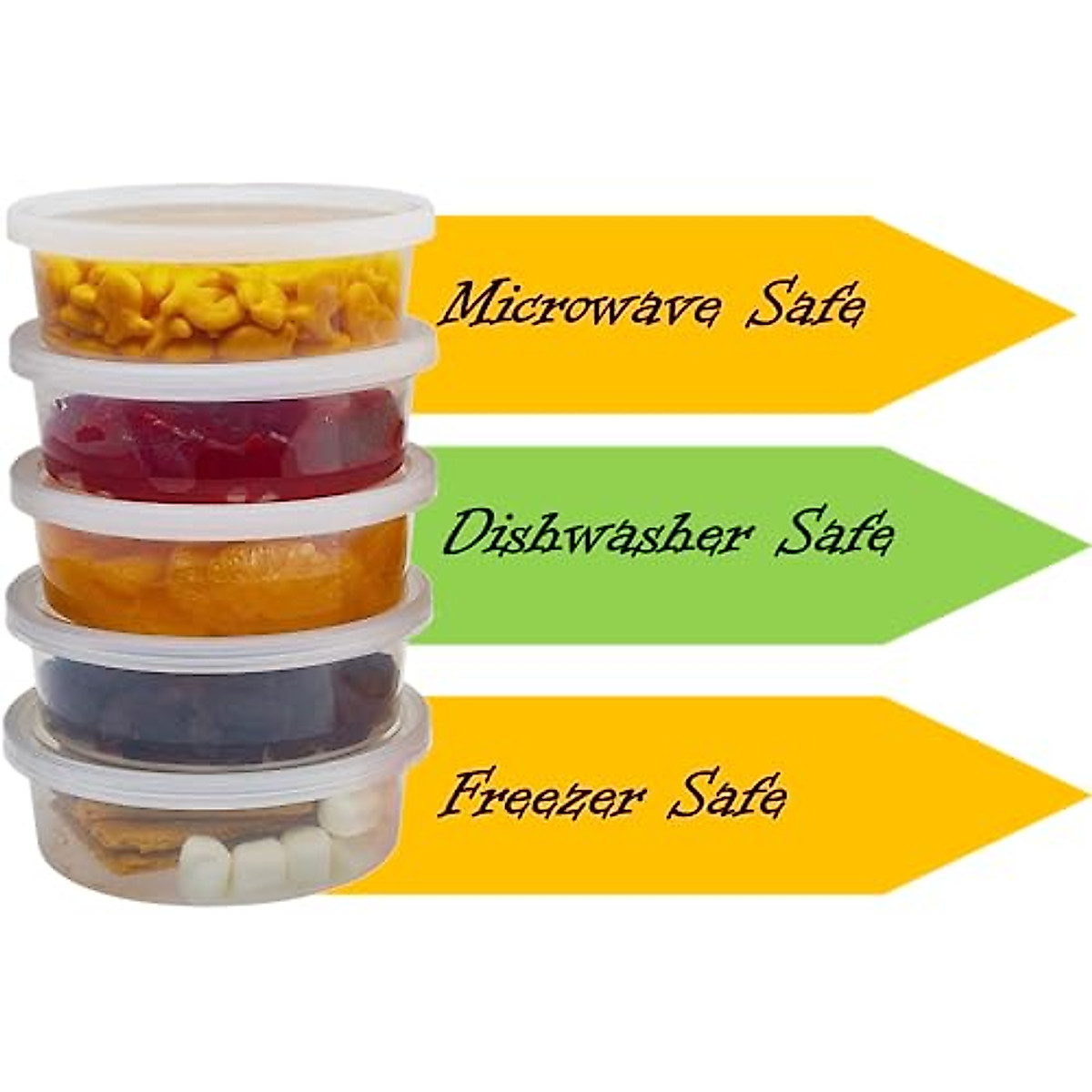 Mr. Miracle Deli Containers with Lids - 15 Pack of 8 oz Clear Airtight Reusable Plastic Food and Multi-Purpose Containers - Microwave, Freezer, and Dishwasher Safe