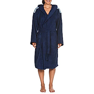ARENA Unisex Core Soft Robe Bathrobe, Navy/White, X-Small