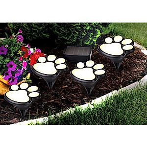PAW PRINT GARDEN LIGHTING Solar LED Decorative Set of 4