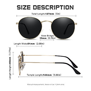 YWWPMDOF Round Sunglasses Women Men - Trendy Small Circle Polarized Sun Glasses UV Protection