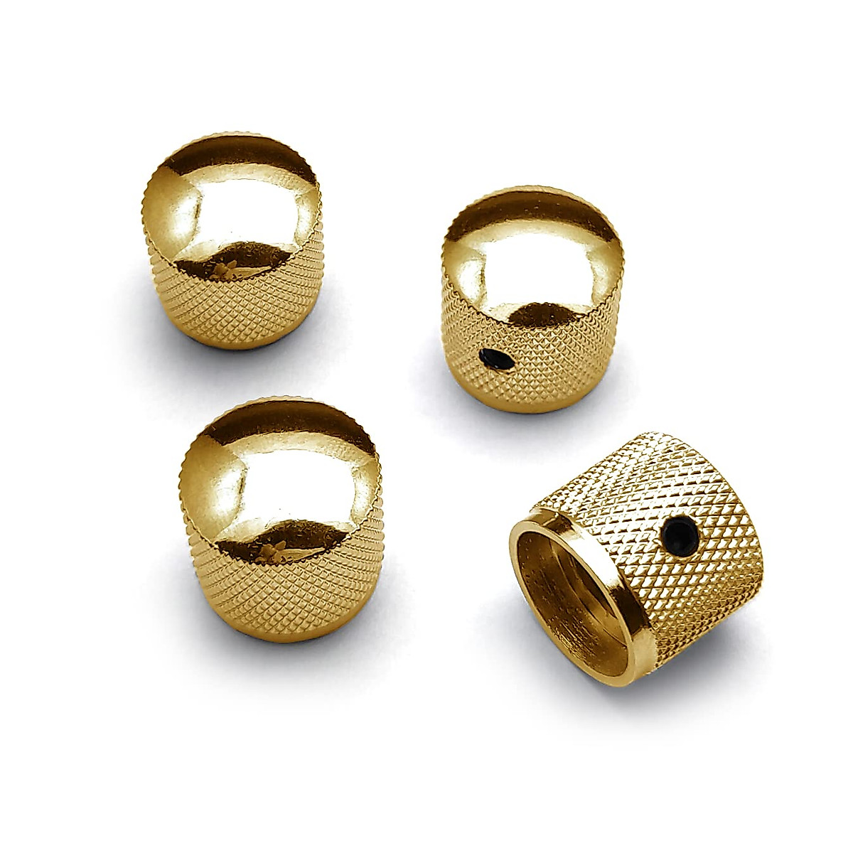 SAPHUE 4 Pcs Metal Volume Tone Dome Tone Guitar Speed Control Knobs with Allen Keys Screws Set for Fender Strat Telecaster Gibson Les Paul Electric Guitar or Bass（Gold）