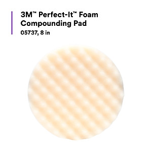 3M Perfect-It Foam Compounding Pad, 05737, Inset, Single Sided, Hook and Loop, 8 in , White