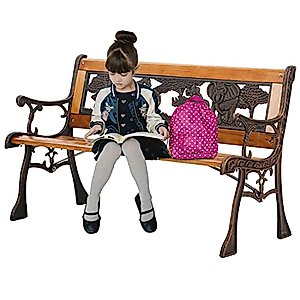 FDW Garden Bench Park Bench for Kids Outdoor Benches Clearance Metal and Wood Benches Clearance for Patio Yard