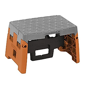 COSCO 1 Step Molded Folding Step Stool, Type 1A, Black, Orange, and Gray