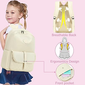 Bluboon College Laptop Backpack School Bookbag Travel Rucksack School Bagfor High School(Beige-Quited)