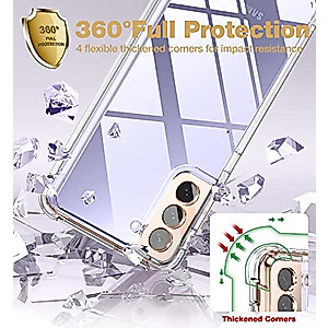 SURITCH Clear Case for Samsung Galaxy S21 5G,[Built in Screen Protector][Camera Lens Protection] Full Body Protective Hard Shell+Soft TPU Bumper Shockproof Rugged Cover for Galaxy S21 6.2" (Clear)