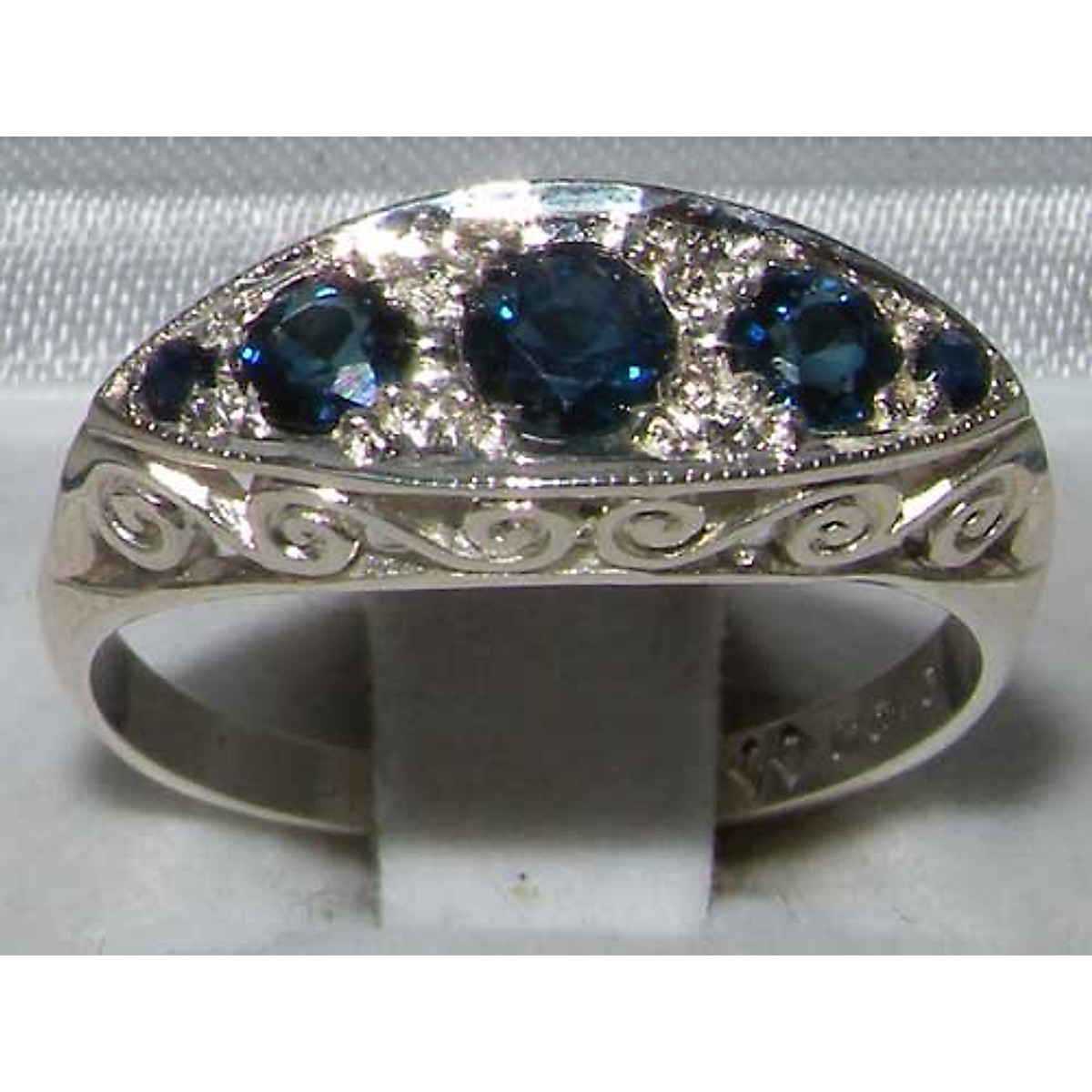 LetsBuyGold 925 Sterling Silver Natural Sapphire Womens Band Ring - Sizes 4 to 12 Available