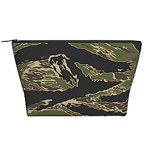 Lightweight Travel Portable Cosmetic Bag Compatible with Army Military Camouflage Vietnam Tiger Stripe Camo, Casual Toiletry Makeup Carrying Pouch Multifunction Coin Cash Storage Cases for Women