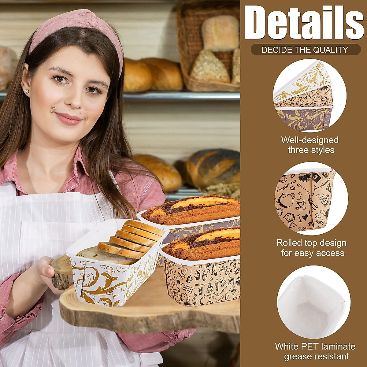 Tessco 60 Pcs Loaf Pan Liners Paper Loaf Pans Disposable Paper Baking Loft Pans Paper Baking Pans Rectangle Paper Baking Loft Mold for Bread Cake, Microwave Oven Freezer Safe(6 x 2.5 x 2 Inch)