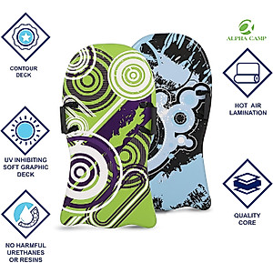 ALPHA CAMP 36" Snow Sled Premium Recreational Winter Foam Snow Sled with Tow Rope and Handles 2 PACKS