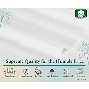 California Design Den Striped Sheets, 500 Thread Count 100% Cotton Sheets for Queen Size Bed, Cooling Deep Pocket Damask Sheets, Extra Soft Luxury Hotel Quality - Striped White Sheets