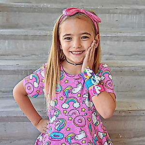 FROG SAC 3 Flashing LED Unicorn Slap Bracelets for Kids, Light Up Unicorns Slap Bracelet Wrist Bands for Girls, Tween Girl Birthday Party Favors, Goodie Bag Easter Basket Stocking Stuffers