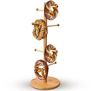 RimCereal 1 Pcs Bamboo Pretzel Stand Holder with Arms Sausage Stand Oktoberfest Coffee Mug Tree Pretzel Stand for Oktoberfest Party (50 x 19.5 x 19.5cm)