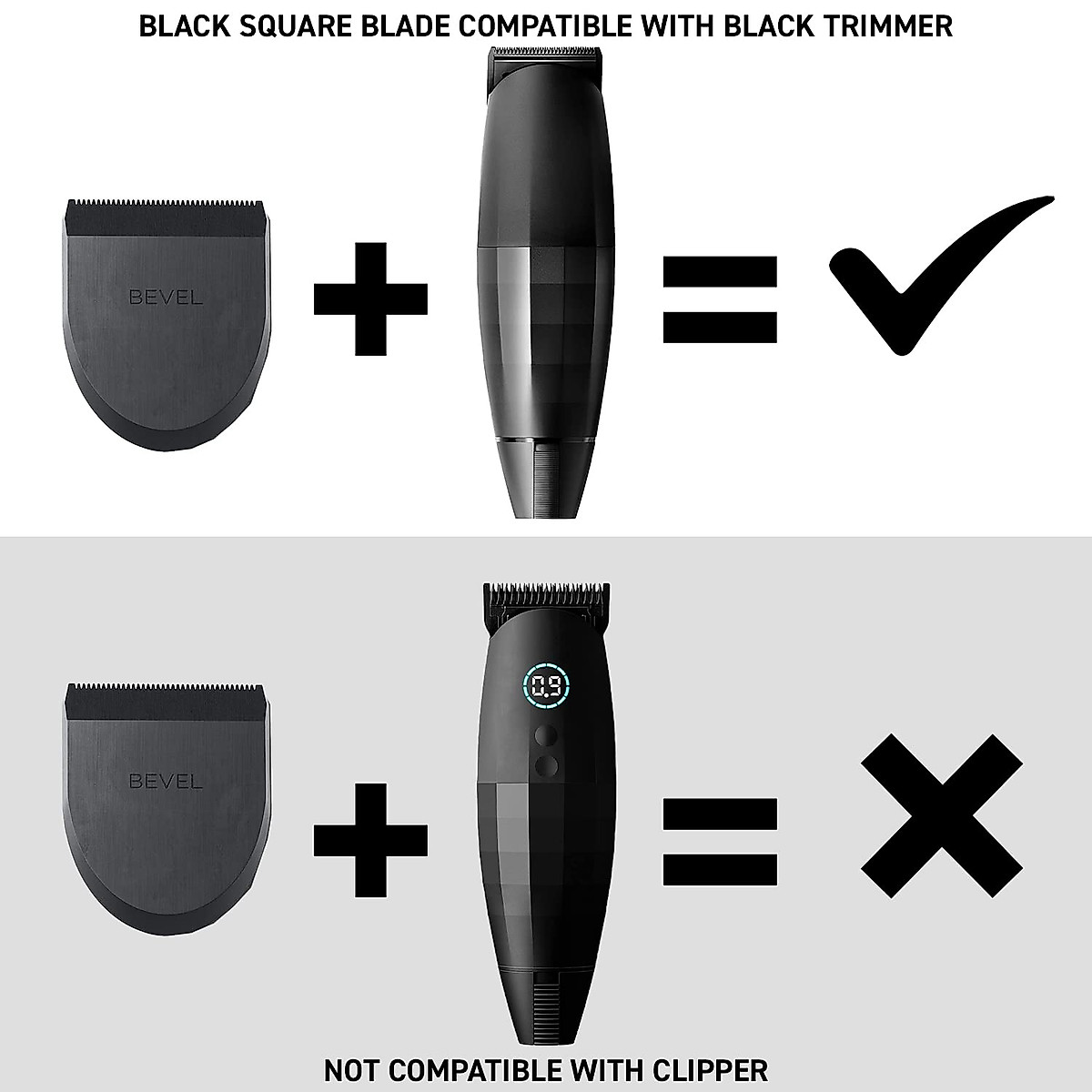 Bevel Square Trimmer Blade Attachment - Compatible with Bevel Trimmer Only, Beard Trimmer for Men, Mustache Trimmer, Cordless Face, Neck and Body Hair Trimmer Attachment Head - Black, 1 Count