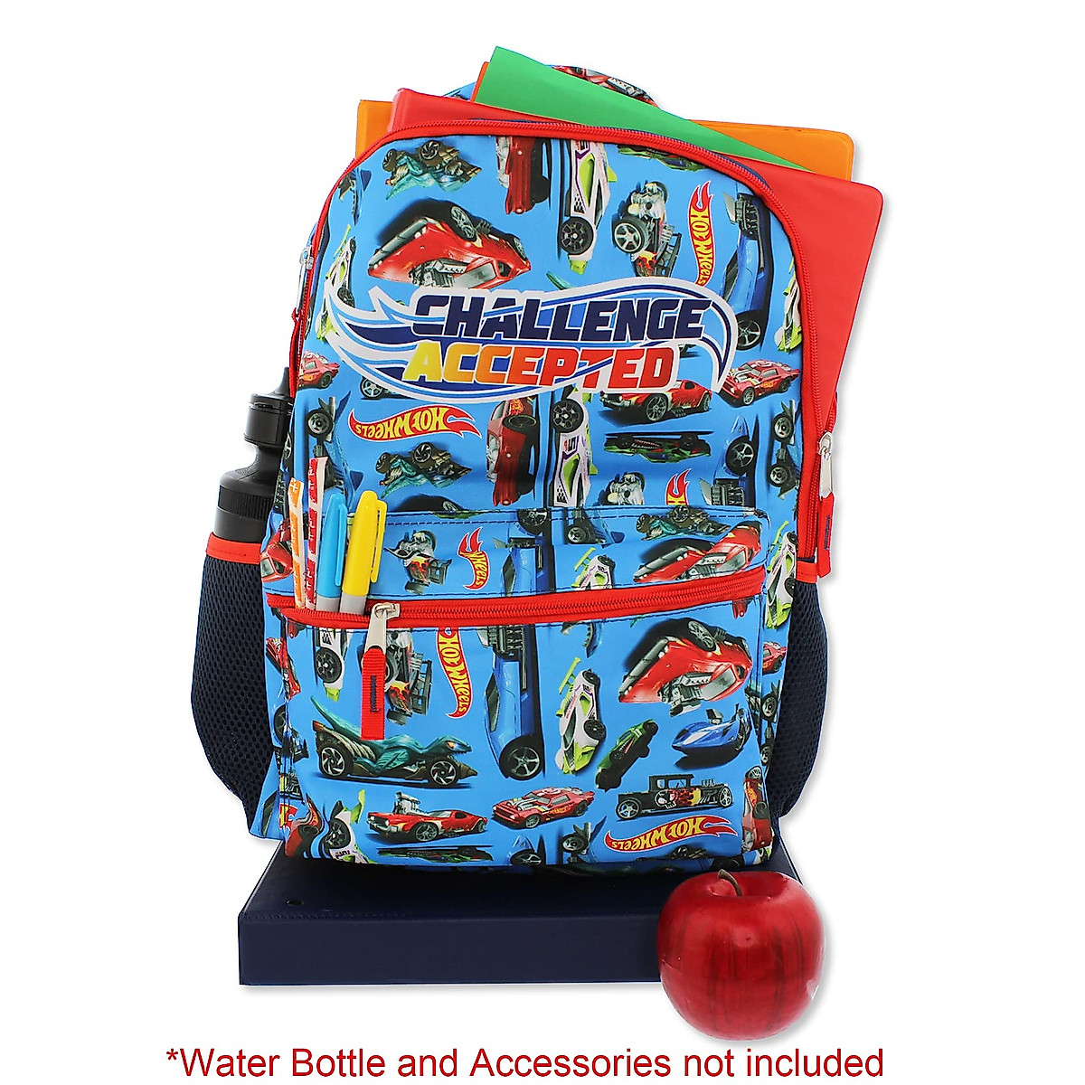 Hot Wheels Race Car Boys 16 Inch School Backpack (One Size, Blue)
