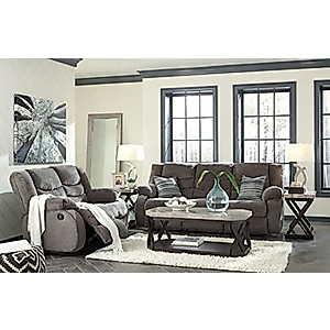 Signature Design by Ashley Tulen Modern Manual Pull Tab Reclining Sofa, Dark Gray