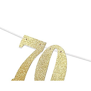 Gold Glitter 70 Years Loved Banner - 70th Birthday Banner for Women/men,happy 70th Birthday Banner,70th Mom/daddy Birthday Party Decoration Banner,70th Wedding Anniversary Banner