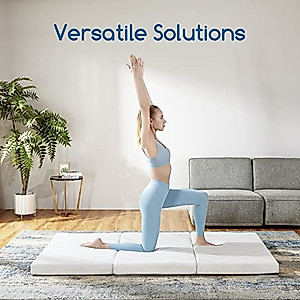 MyAnts Folding Mattress - 4 inch Portable Tri-fold Cooling-Gel Memory Foam Foldable Mattress Topper with Washable Soft Cover Non-Slip Bottom, Camping Mattress Floor Guest Bed, 75" x 39" Twin Size