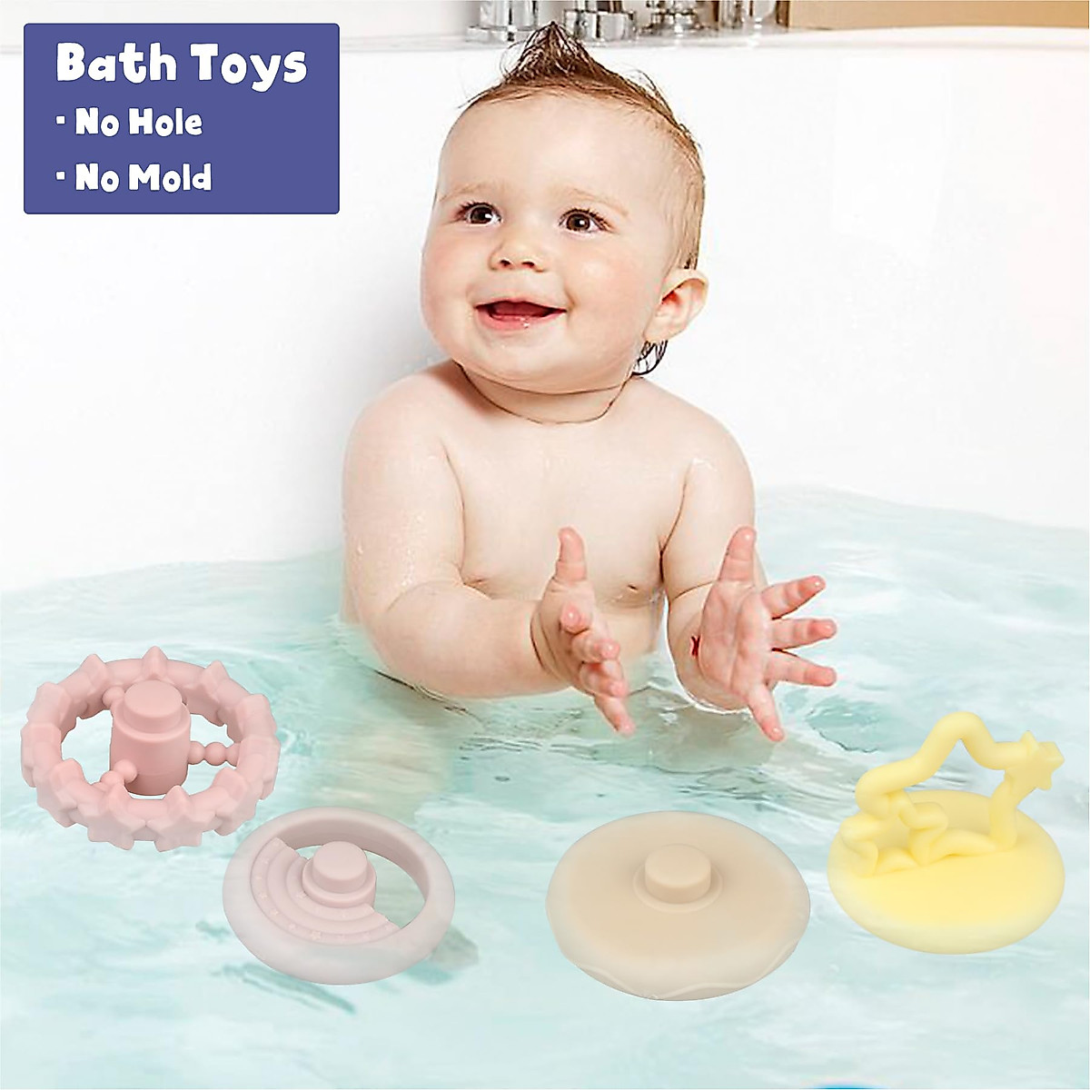 Baby Sensory Teething Toys - Baby Teether Montessori Toys - Gifts for Infant Newborn Boys Girls 6 9 12 18 Months 1 One Year Old - Stacking Rings Bath Toys - Toddler Educational Learning Toys