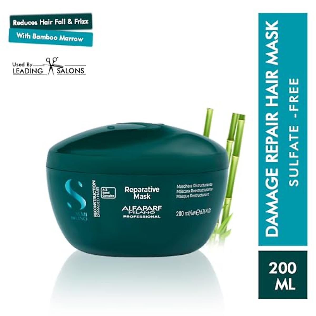 Alfaparf Milano Semi Di Lino Reconstruction Reparative Mask for Damaged Hair, Sulfate Free - Safe on Color Treated Hair - Paraben and Paraffin Free - Professional Salon Quality, 6.88 Fl Oz (200 ml)