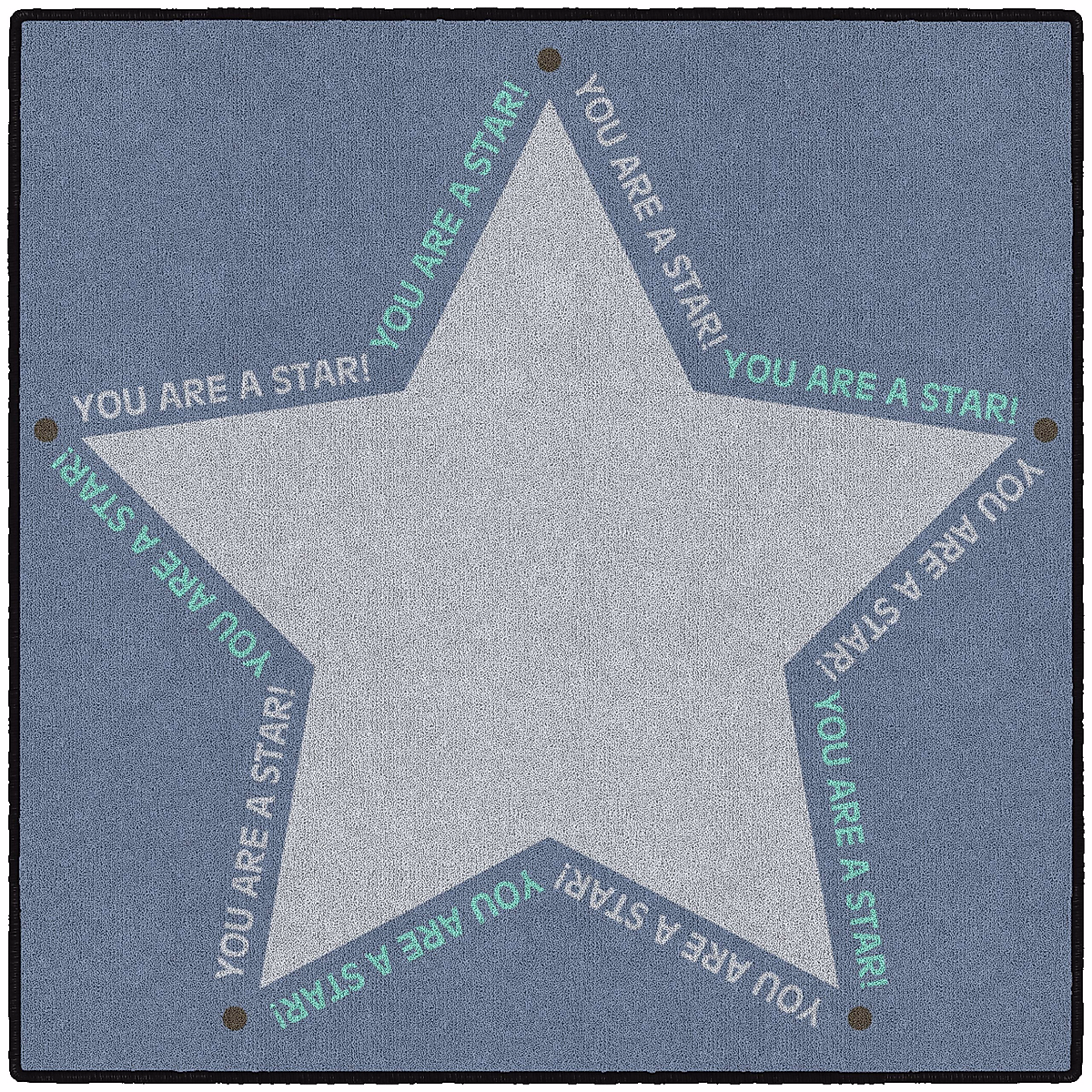 Flagship Carpets You are a Star Kid's Floor Seating Square Rug for Home or School Area Rug for Social Distance Learning, Children's Activity Room Carpet for Reading and Playing, 30" x 30", Gray/Teal
