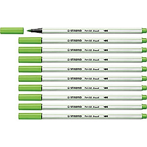 STABILO Premium Fibre-Tip Pen Pen 68 brush Light Green Box of 10