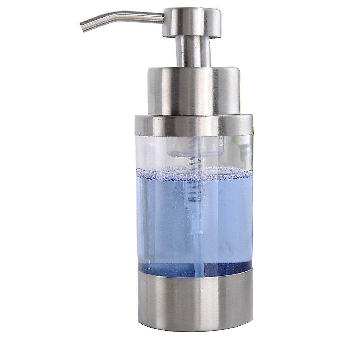 Delle Rosa Soap Dispenser, Foaming Soap Dispenser, Clear Bottle for Bathroom Vanities or Kitchen, Stainless Steel Pump Head, Countertops Soap Dispenser Brushed Nickel, 250ml/8oz