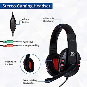 RGB PC Gaming Accessories Combo Kit - Gaming Keyboard and Gaming Mouse Combo - Spill-Proof USB Keyboard, Wired 3-Button Optical Mouse, Stereo Gaming Headset