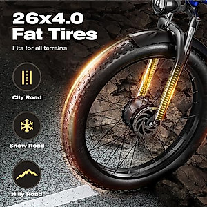 EDIKANI Electric Mountain Bike 26'' Dual Motor 1500W 48V 18Ah Ebike for Adult, 35mph 32 Mileage Pedal Assist 70 Miles Electric Moped, 35° Uphill Hydraulic Brake Fat Tire E Bicycles for Hilly Terrain