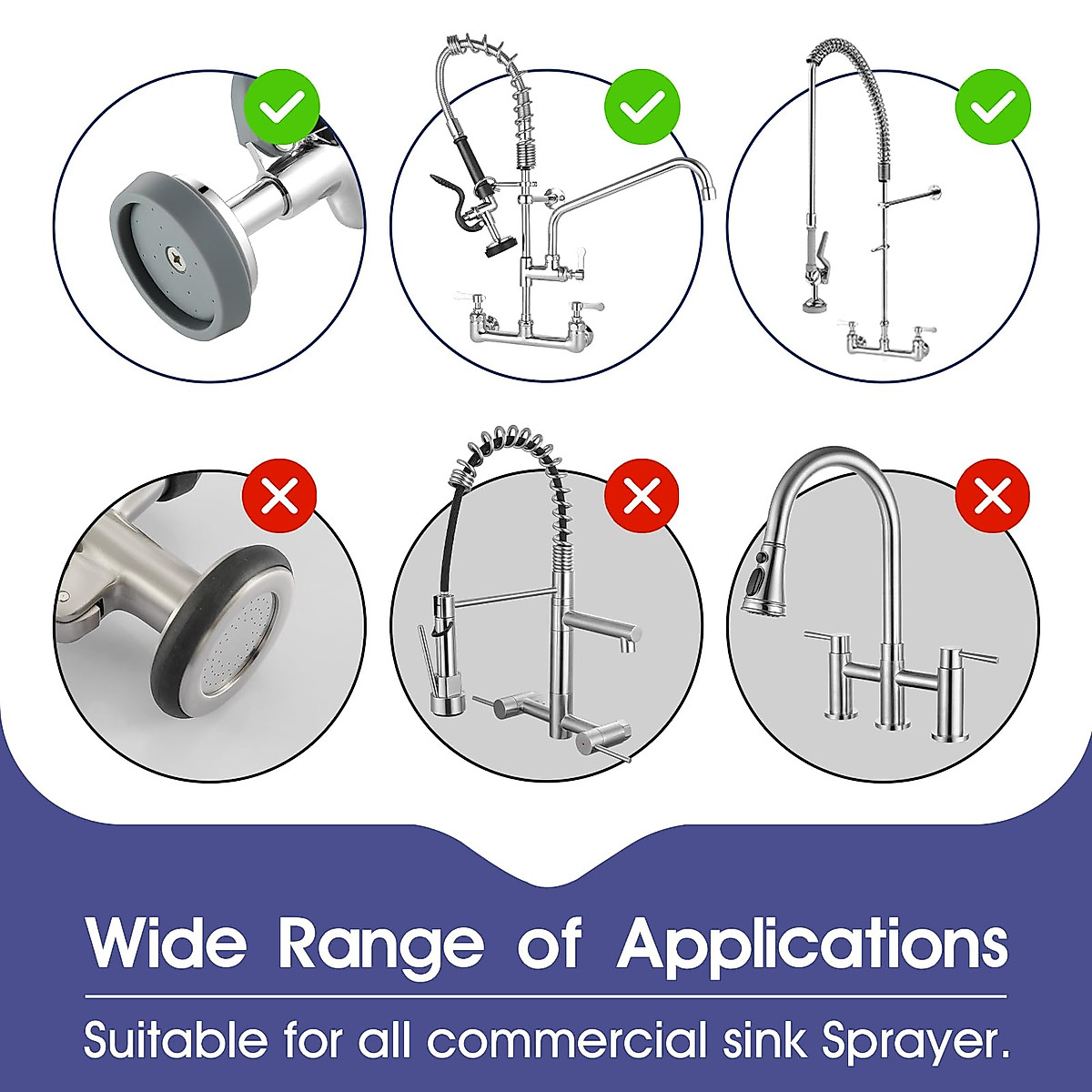 Gdyfdskin Pre-Rinse Spray Valve Repair Kit for Commercial Sink Sprayer Spray Face Bumper and Screw Replacement Part 1.42 GPM High-Pressure - Gray