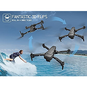 NEHEME NH760 Drones with 1080P HD Camera for Adults, WIFI FPV Live Video, Foldable Drones for Kids Beginners, Headless Mode, Altitude Hold, RC Quadcopter Toys Gifts with Speed Adjustment, 3D Flips