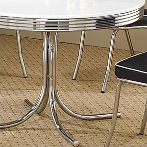 Home Square Dining Table Set with 42" Vintage Retro Round Dining Table and Set of 4 Retro Side Chairs with Cushion Black and Chrome for Kitchen and Dining Room