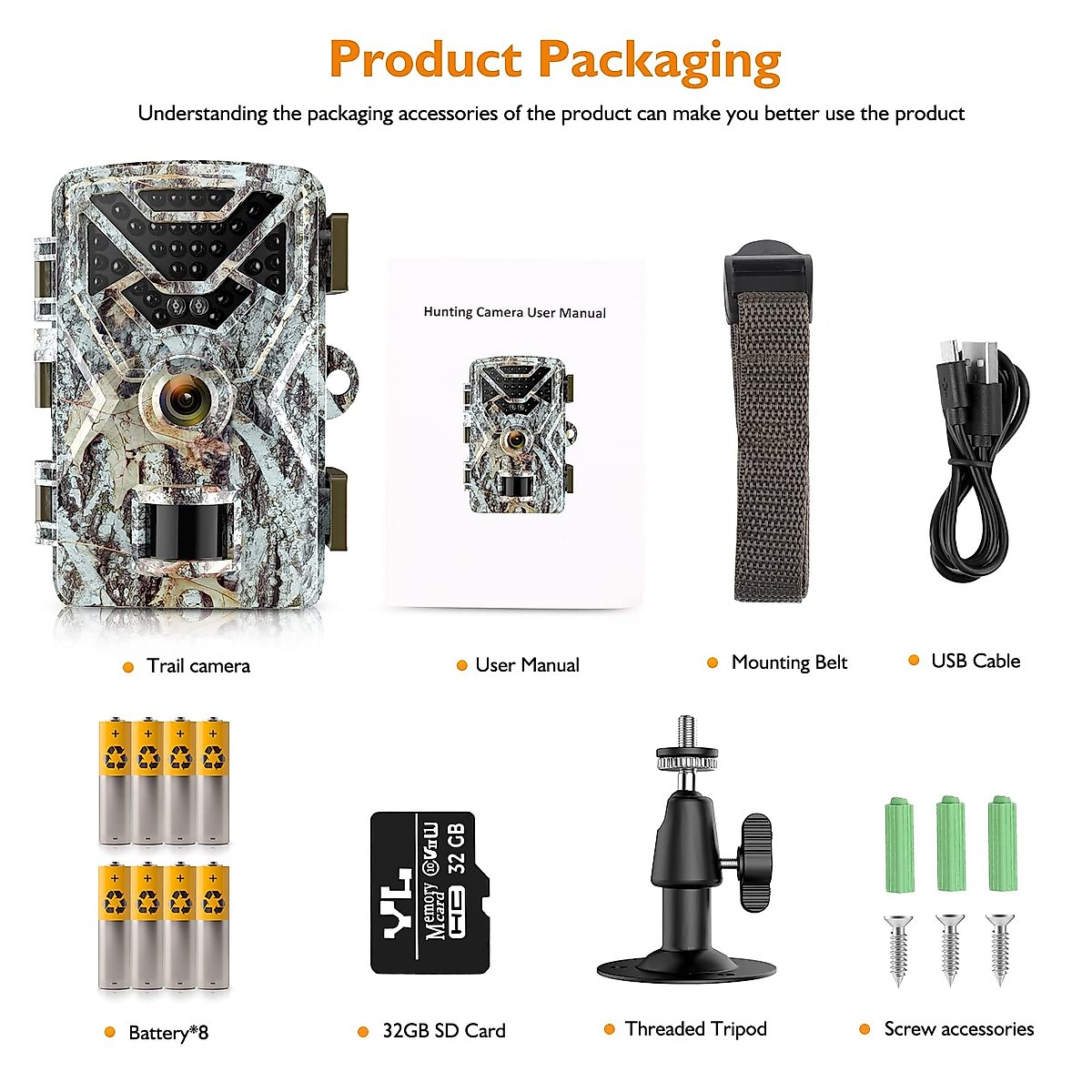 Hawkray Trail Camera 30MP 2K,Game Camera with Wide-Angle Motion Latest Sensor View 0.2s Trigger Speed 8 Batteries and 32GB SD Card 2'' HD TFT Screen Waterproof Cam for Wildlife Monitoring