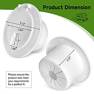 Porscan RV 5 Inch Round Electric Cable Hatch for 30 and 50 Amp Cords, RV Power Cord Cable Hatch Cover Compatible with Coleman Jayco Pop-Up Camper Travel Tent Trailer Motorhome (White)