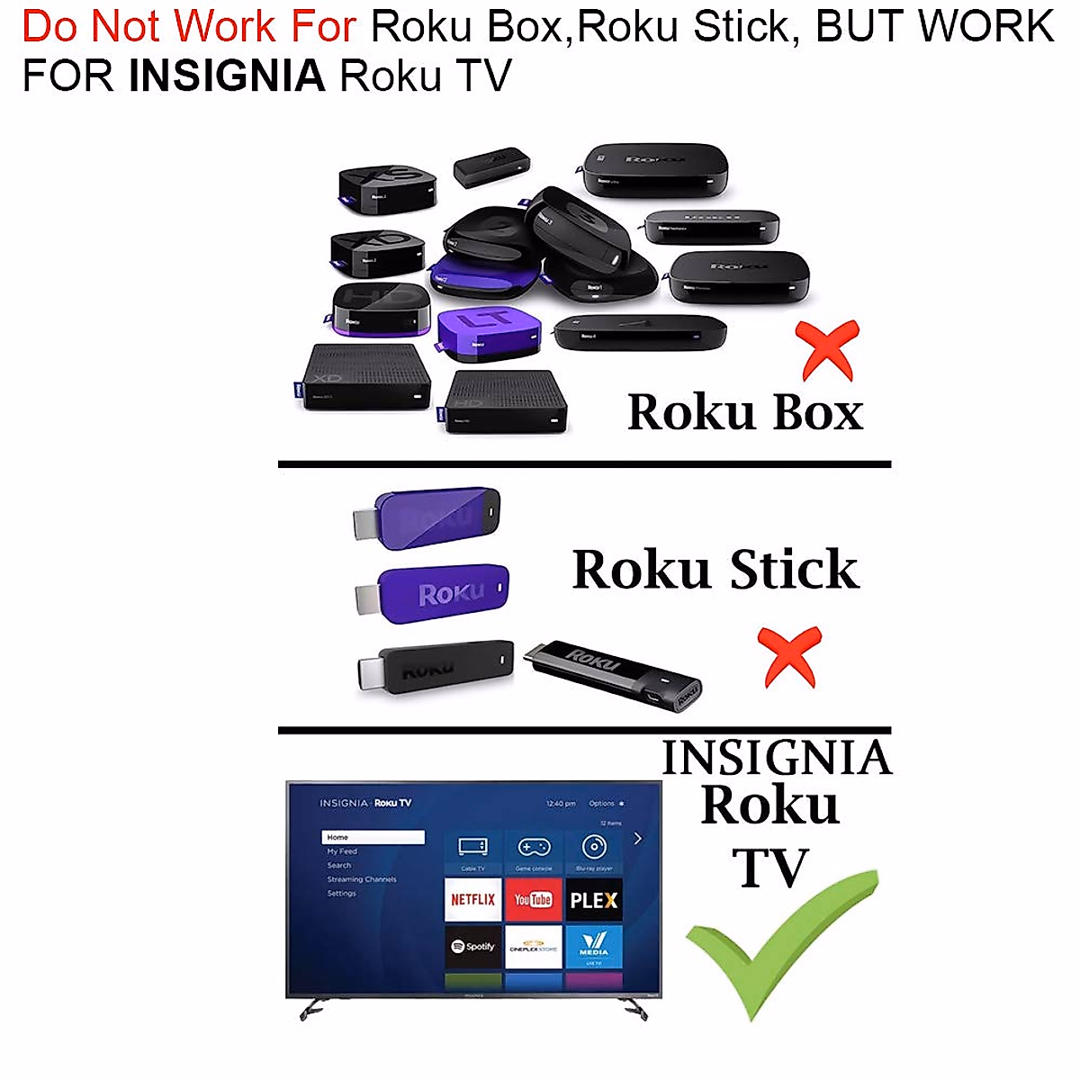 Gvirtue NS-RCRUS-17 Universal Remote Control Replacement for Insignia Roku TV Remote All Insignia Roku Smart LED TV with Spotify, Cineplex, Netflix, Google Play (Model Year 2016 2017 2018 2019 2020)