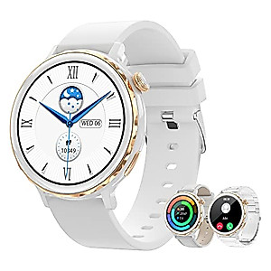 Getfitsoo Round Smart Watches for Women, Bluetooth Waterproof Smartwatch Call Receive/Dial for Android iOS Phones, 1.32" Touch Screen Fitness Tracker Watch with Sleep/Heart Rate/Blood Oxygen Monitor