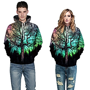 OWMMIZ Unisex Novelty Hoodies 3D Print Graphic Hooded Pullover Sweatshirt Pocket Black Green Large-X-Large