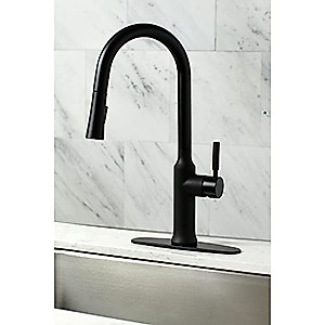Kingston Brass LS2720DKL Kaiser Pull-Down Sprayer Kitchen Faucet, 8 Inch in Spout Reach, Matte Black