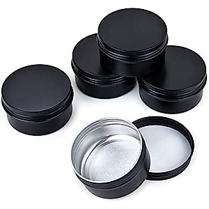 Healthcom 12 Packs 3 Oz Empty Jars 90ml Black Round Aluminum Tin Cans Screw Top Metal Steel Tins Lip Balm Tins Box Cosmetic Containers Storage Organization for Candles Salve Crafts Spice Tea Gift