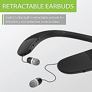 Avantree Torus Wearable Wireless Neck Speaker, Bluetooth 5.0, aptX HD, Low Latency, Personal Neckband Speakers with Retractable Earbuds, Superb Audio Quality, 3D Surround Stereo for Music TV (NB05)